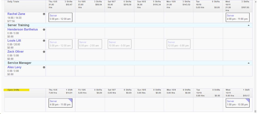 Creating Schedules (By Employee) – Axial Shift